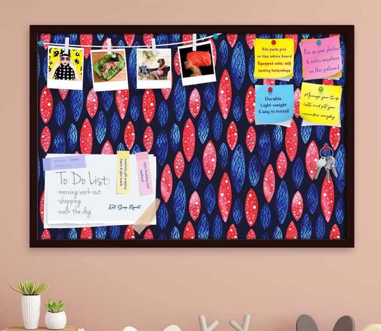 Buy Spots And Waves Dark Brown Framed 24 x 16 inch Pin Board With Thumb ...