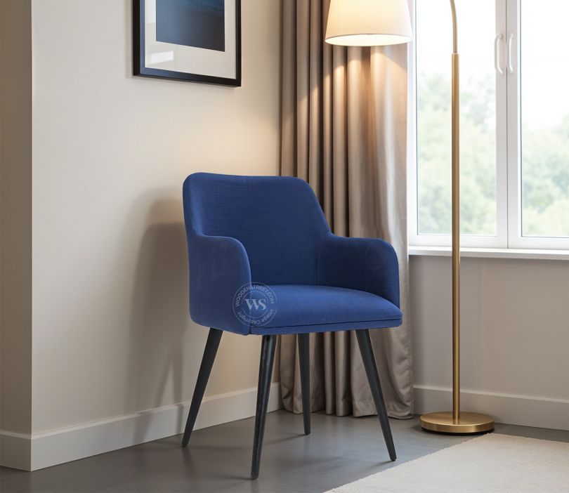 Buy Aureya Uphostered Arm Chair (Indigo Blue) @41% OFF Online | Wooden ...