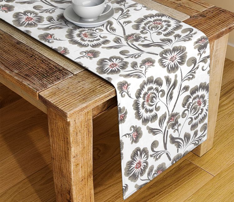 Buy Grey Vintage Floral Table Runner (72 x 13 Inch) @33% OFF Online ...