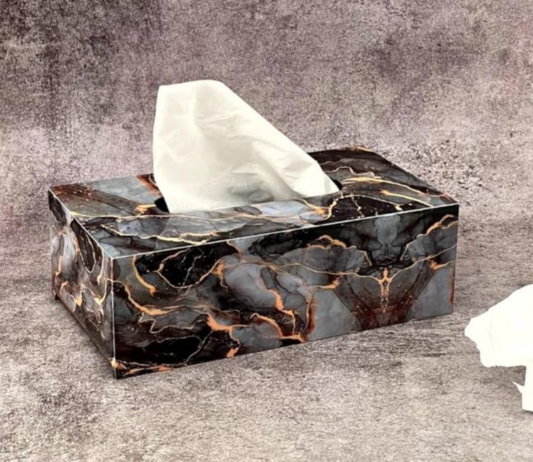 Buy Marbella Printed Resin Tissue Box (Black) @29% OFF Online | Wooden ...