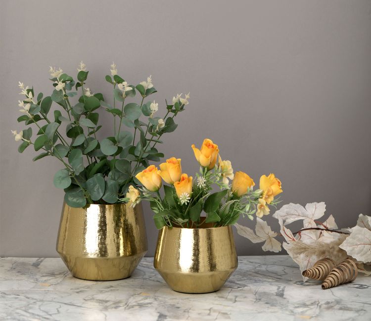 Buy Golden Flora Table Planter Set of 2 at 50% OFF Online | Wooden Street