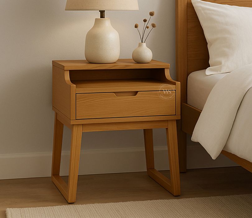 Buy Delizia European Ash Wood Bedside Table with Drawer & Open Shelf (Natural Finish) @34% OFF ...