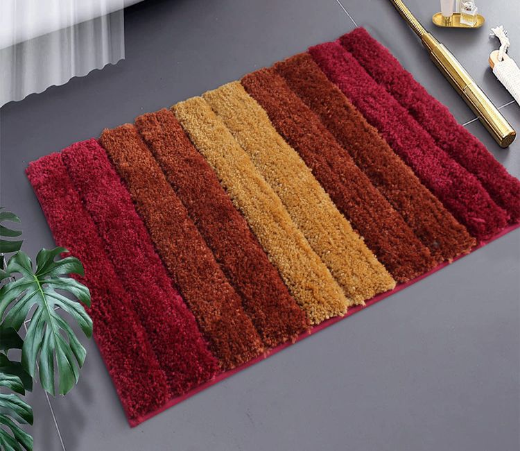 Buy Luxury Super Soft Striped Microfiber Floor Mat 1 Piece (Red, 24 x ...