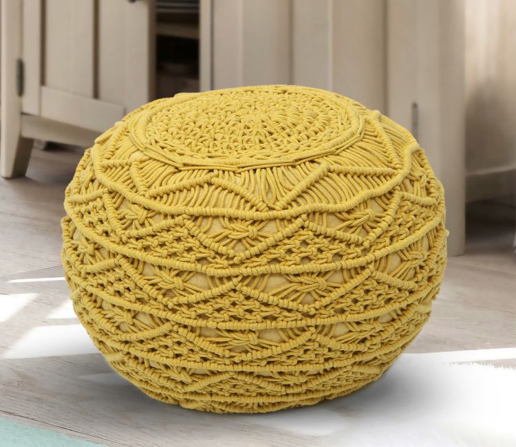 Buy Cotton Hand Woven Macrame Ottoman Footrest (Yellow) @38% OFF Online ...