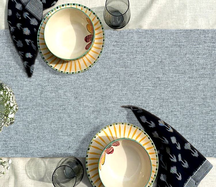 Buy Jute Striped Hand Woven Table Runner (Grey, 12 x 72 Inch) @24% OFF ...