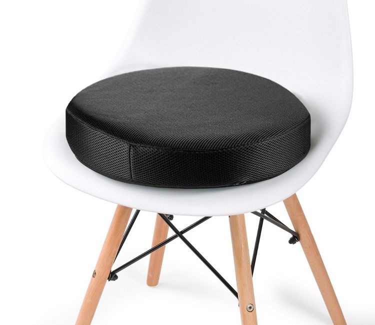 Buy Round Memory Foam Set Of 2 Cushion Seat Pads (Black, 16x 16 Inch ...