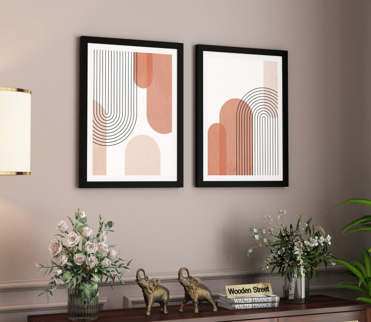 Buy Arch Symmetry Boho Wall Frame - Set Of 2 (Rectangle, Black, 18X24 ...