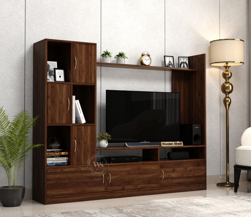 Buy Wayne Engineered Wood TV Unit With Cabinets (Columbian Walnut ...