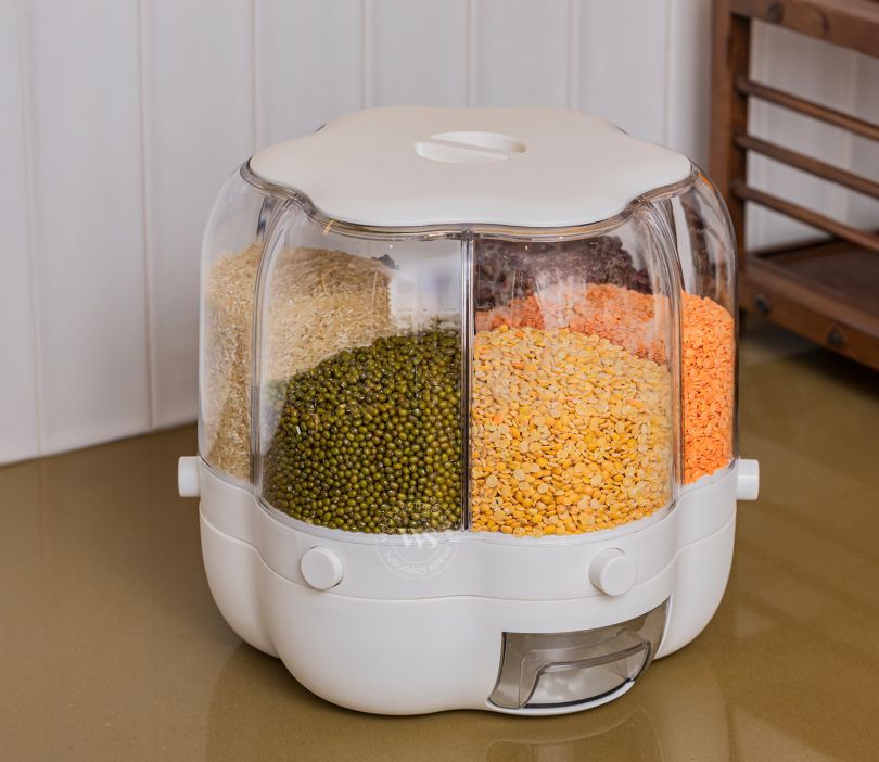 Buy Grainery 6- Compartment All-In-One Rotating Grain Dispenser (White ...
