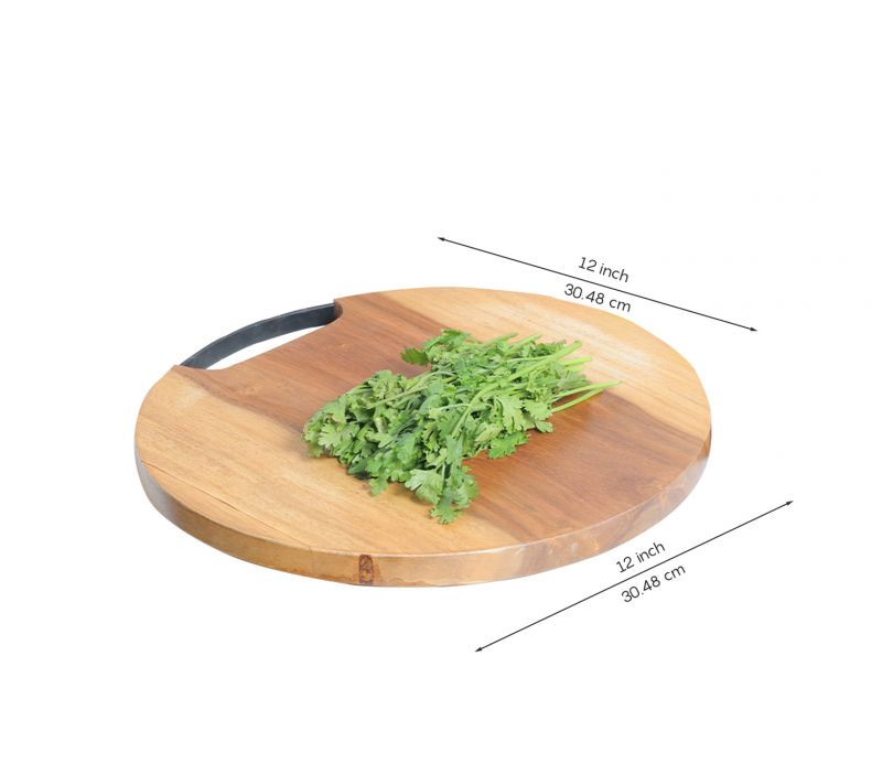 Buy Sage Round Mango Wood Handcrafted Non Slip Chopping Board With ...