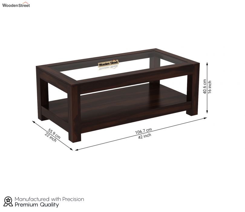 Buy Arno Glass Top Coffee Table (Walnut Finish) @34% OFF Online ...