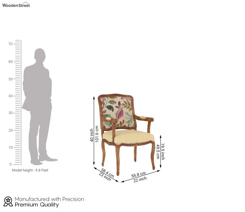 Buy Kelvin Arm Chair (Fabric, Rosy Leaf) @38% OFF Online | Wooden Street