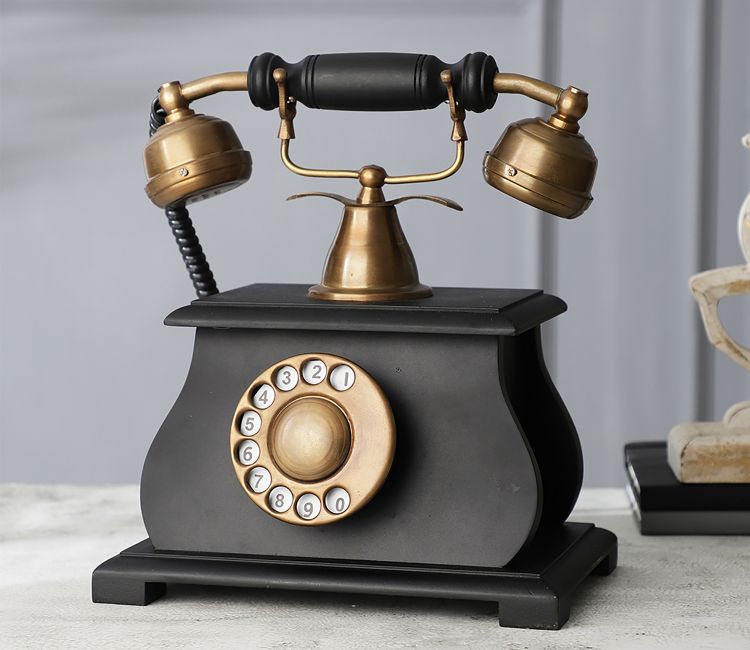 Buy Brass Antique Dial Black Hut Style Telephone Showpiece @33% OFF ...