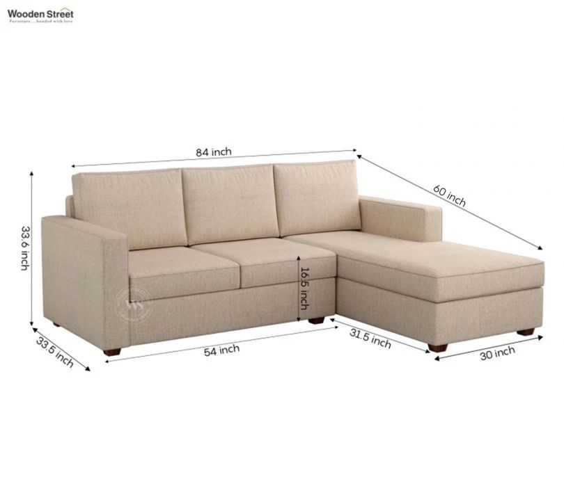 Buy Albus L-Shape 4 Seater Sofa (Cotton, Jade Ivory) @37% OFF Online ...