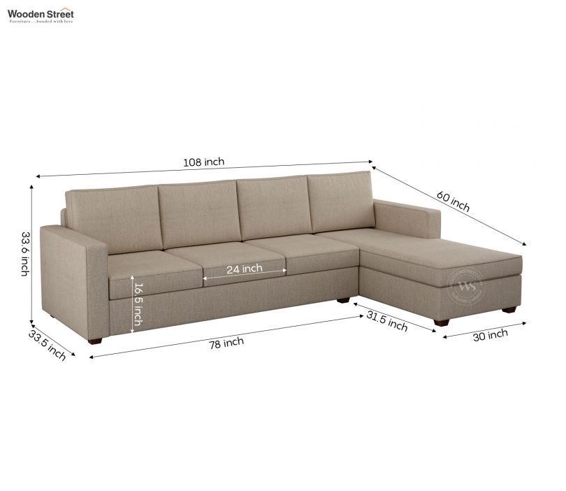 Buy Albus L-Shape 5 Seater Sofa (Cotton, Jade Ivory) @38% OFF Online ...
