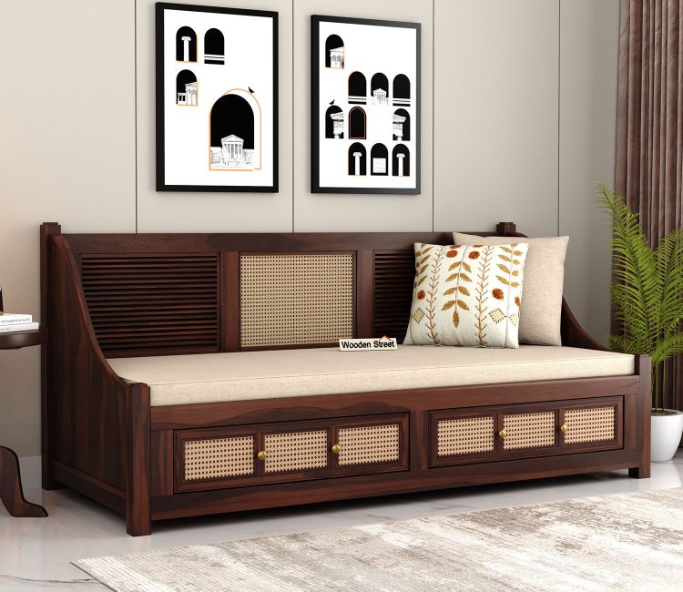 Buy Alistair Designer Sheesham Wood Divan Bed with Mattress (Walnut ...