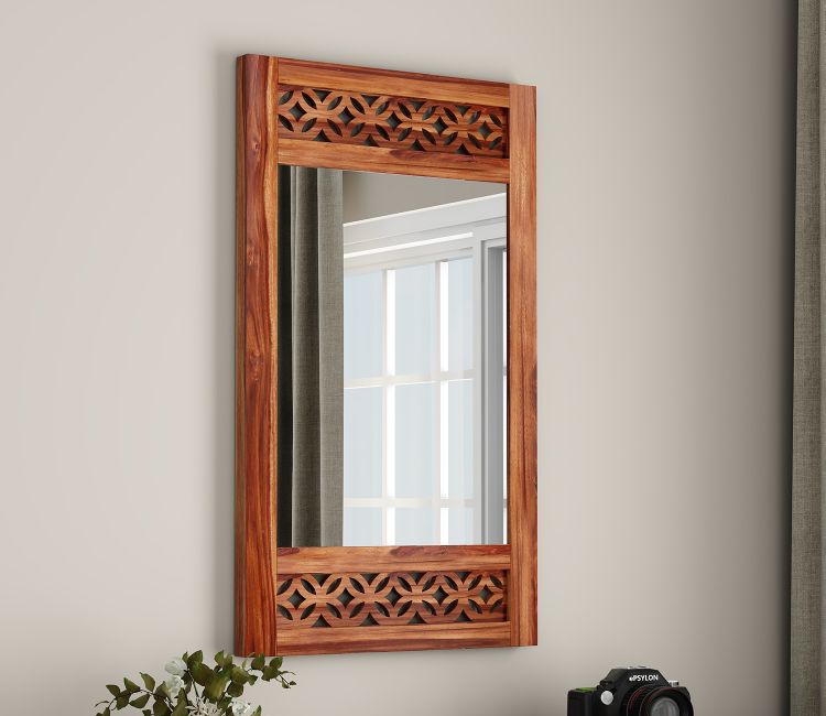 Buy Cambrey Side Stripped Mirror With Frame (Honey Finish) at 26% OFF ...