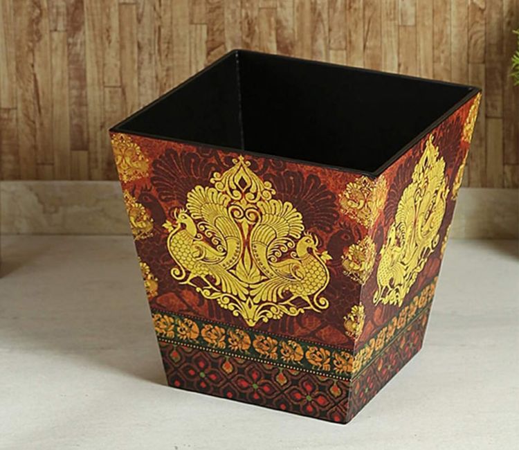 Buy Multicolour Wooden Open Dustbin @40% OFF Online | Wooden Street
