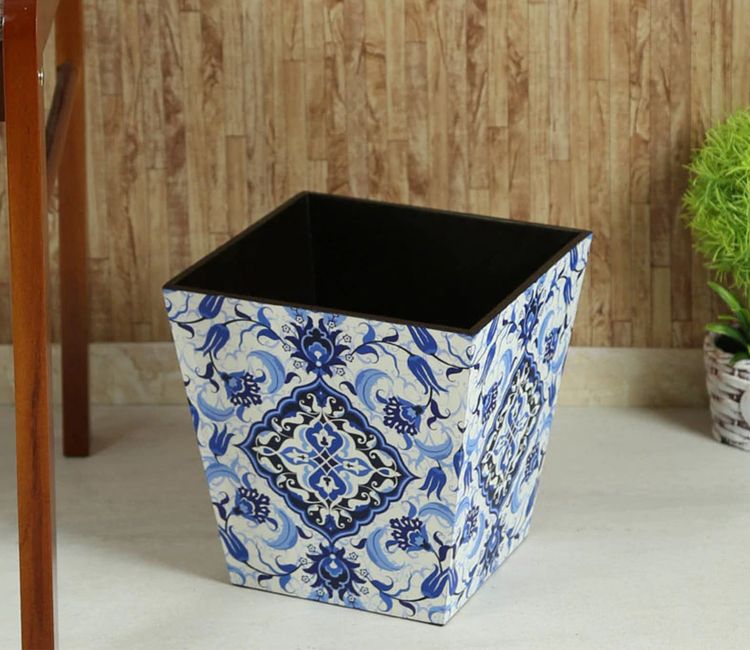 Buy Wooden Blue 9 Ltr Open Dustbin @48% OFF Online | Wooden Street