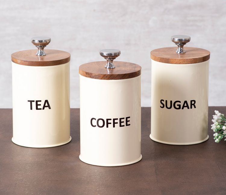 Buy Nestroots Cream Cache Kitchen Canisters Set of 3 | Airtight Jars ...