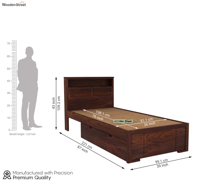 Buy Ferguson Single Bed With Storage (Walnut Finish) @26% OFF Online ...