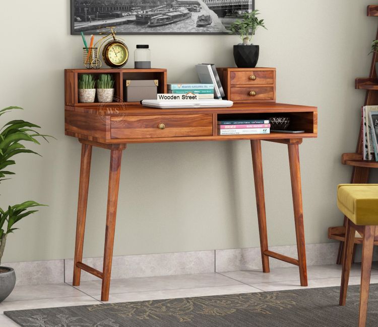 Buy Lynton Study Table with Table-Top Storage (Honey Finish) @40% OFF ...