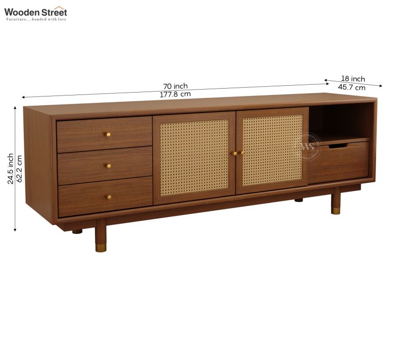 Buy Estelle Ash Wood and Cane TV Unit (Teak Finish) @35% OFF Online ...