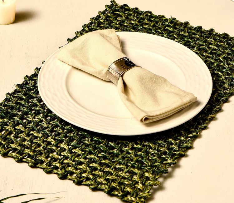 Buy Sabai Jali Table Mat Set Of 2 (Olive) @10% OFF Online | Wooden Street