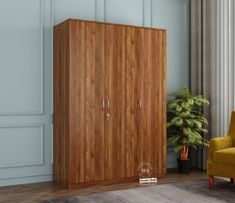 Buy Edwin 3 Door Multi Utility Wardrobe (Columbian Walnut Finish) @33% ...