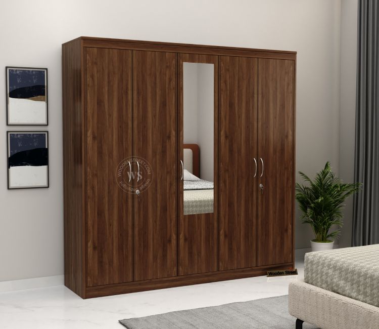 Buy Mahin Five Door Multi Utility Wardrobe with Mirror (Columbian ...