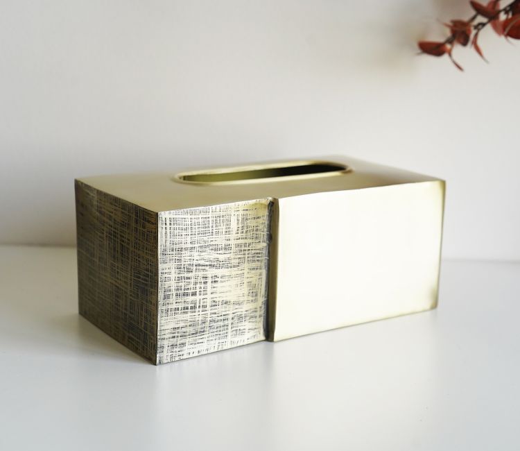Buy Priscilla Textured Gold And Black Tissue Box @47% OFF Online ...